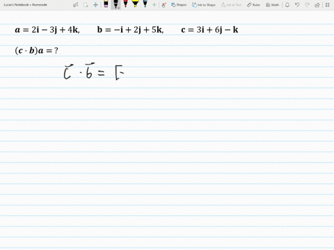 SOLVED:𝐚=2 𝐢-3 𝐣+4 𝐤, 𝐛=-𝐢+2 𝐣+5 𝐤, and 𝐜=3 𝐢+6 𝐣-𝐤. Find the indicated ...