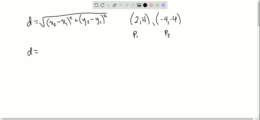 SOLVED:Use the distance formula to find the length of the diameter for ...