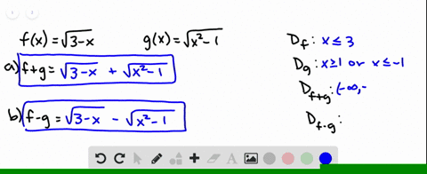 SOLVED:Find (a) f + g , (b) f - g , (c) fg and (d) f/g and state their ...