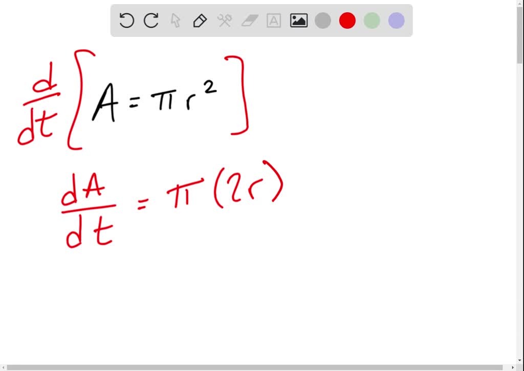 SOLVED:The radius r and area A of a circle are related by the equation ...