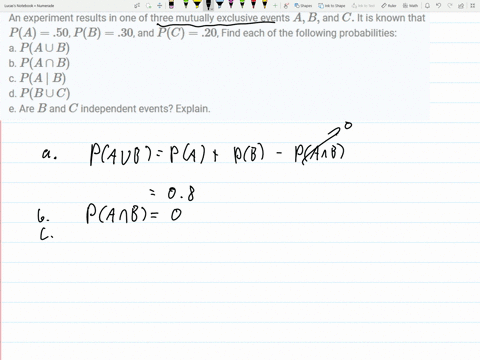 SOLVED:For two events A and B, P(A)=.4, P(B)=.2, and P(A \cap B)=.1 a ...