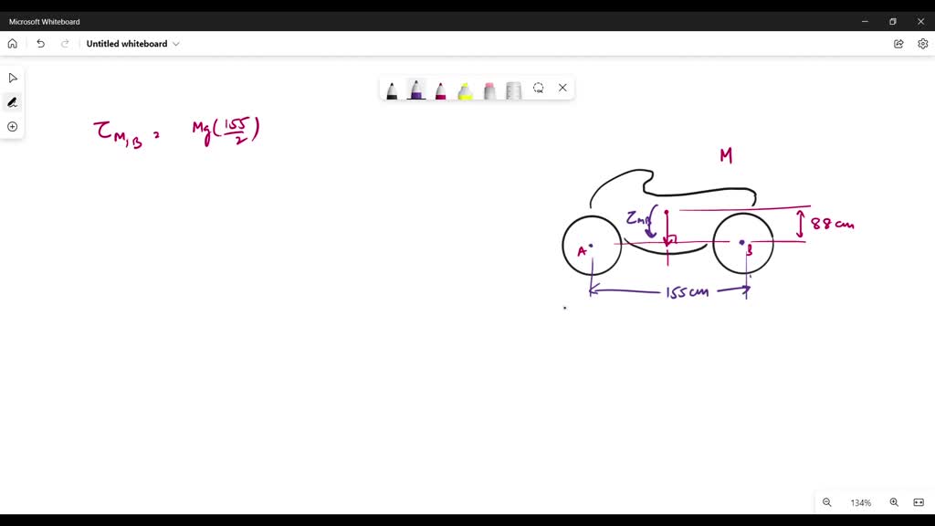 SOLVED:The distance between the centers of the wheels of a motorcycle ...
