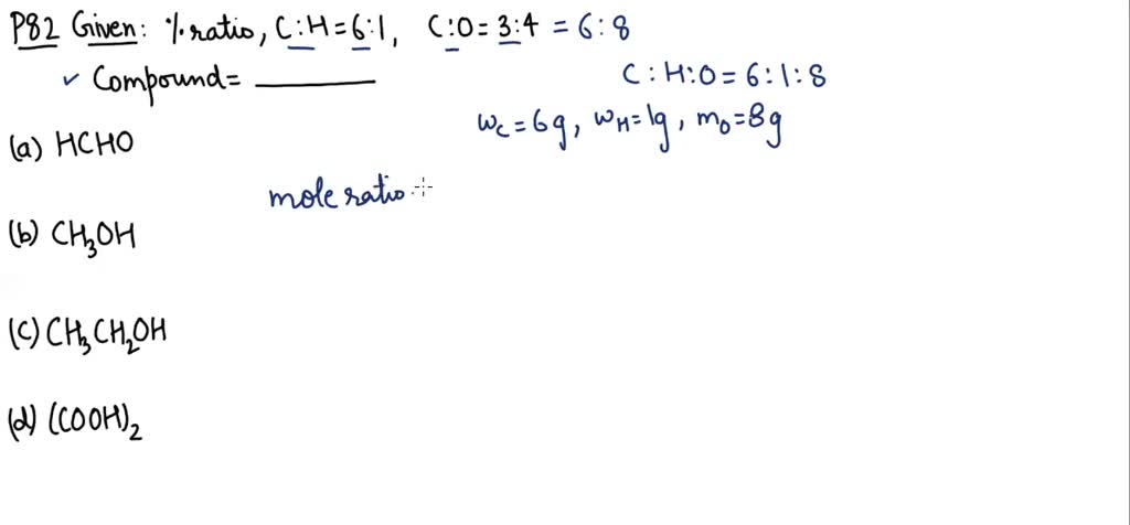 An organic compound has C and H percentage in the ratio 6: 1 and C ...