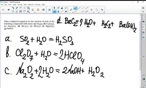 SOLVED:Write a balanced equation for the reaction of each of the ...