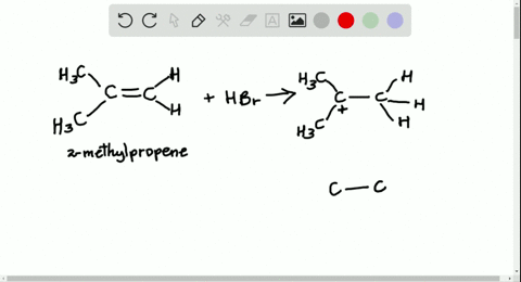 SOLVED:Reaction of 2-methylpropene with HBr might, in principle, lead ...