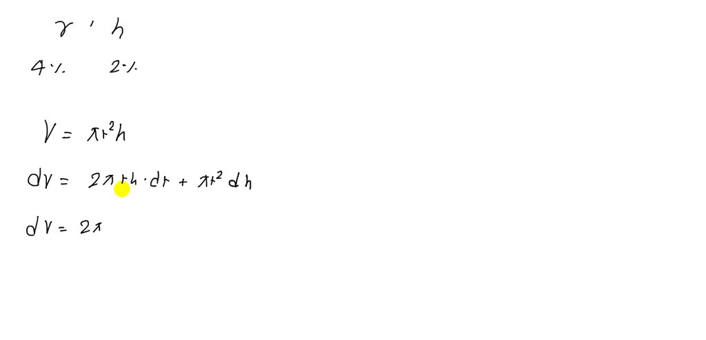 SOLVED:Volume The radius r and height h of a right circular cylinder ...