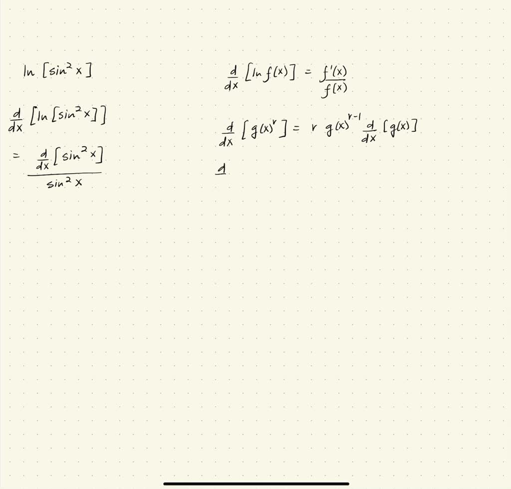 Differentiate the function. f(x) = ln(sin^2 x) | Numerade