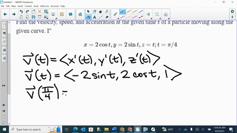 A particle moves along a curve z=e^-t(2 sint+i cost). (a) Find a unit tangent vector to the ...