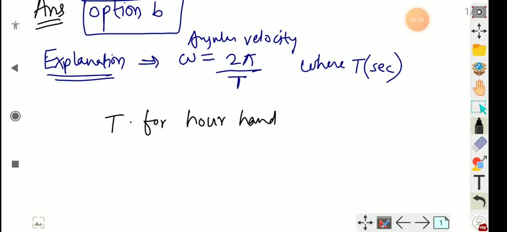 SOLVED:Angular velocity of hour arm of a clock, in rad / s, is: (a) π ...