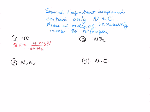 SOLVED:Several important compounds contain only nitrogen and oxygen ...