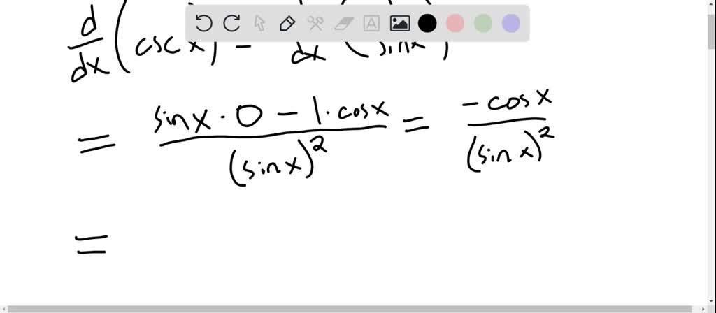 ⏩SOLVED:Prove that (d)/(dx)(cscx)=-cscx cotx | Numerade