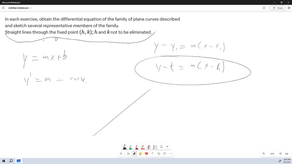 In each exercise, obtain the differential equation of the family of ...