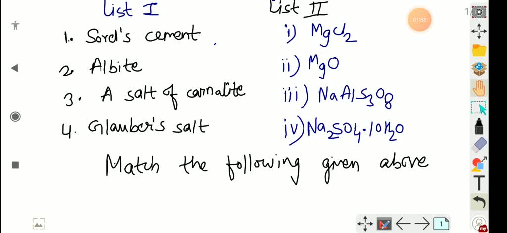 SOLVED:Match the following: List I List II 1. Sorel's cement (i) MgCl2 ...