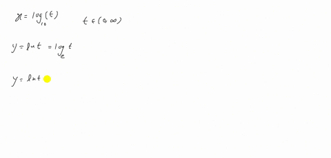 SOLVED:A parameterization of the graph of y=lnx for x>0 is given by x=e ...