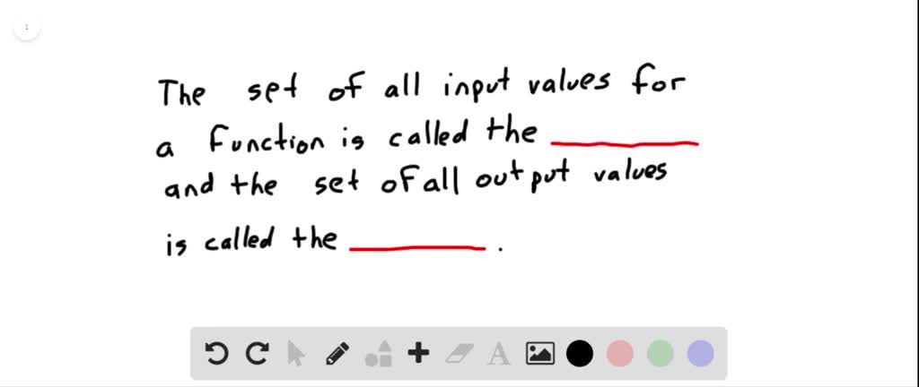 SOLVED:Fill in the blanks. In a function, the set of all outputs is ...