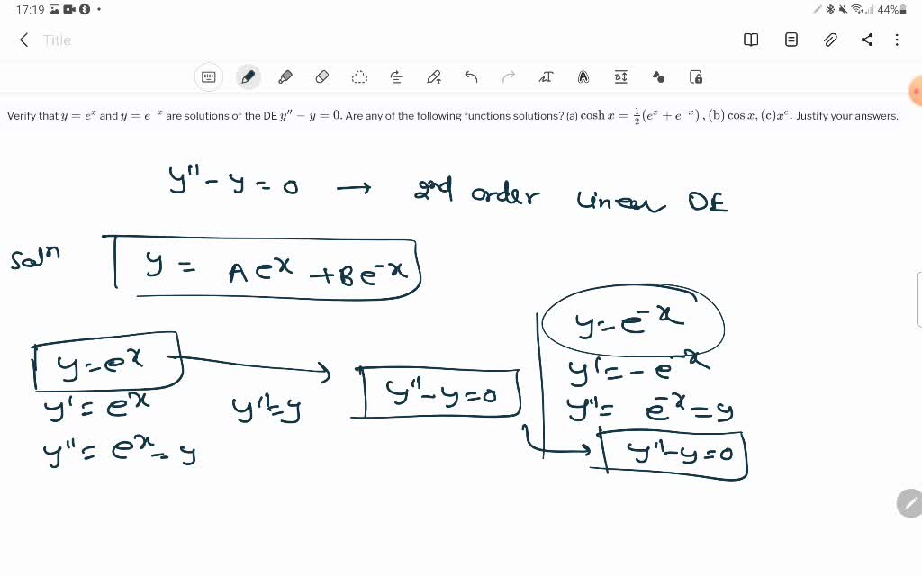 SOLVED:Verify that the given functions are solutions of the given equation, and show that they ...