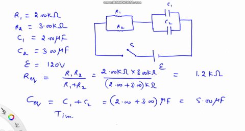 SOLVED:The circuit in Figure P 28.72 contains two resistors. R1=2.00 k ...