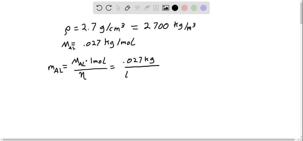 Solvedthe Density Of Aluminium Is 27 G Cm 3 And Its Molar Mass Is 27 2582