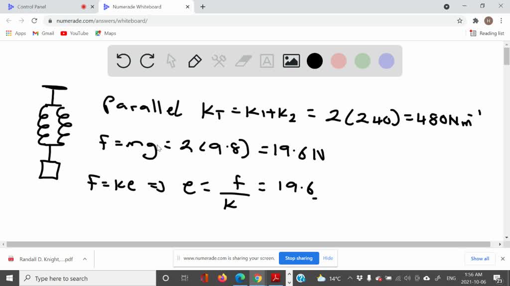 SOLVED:Two identical, side-by-side springs with spring constant 240 N ...