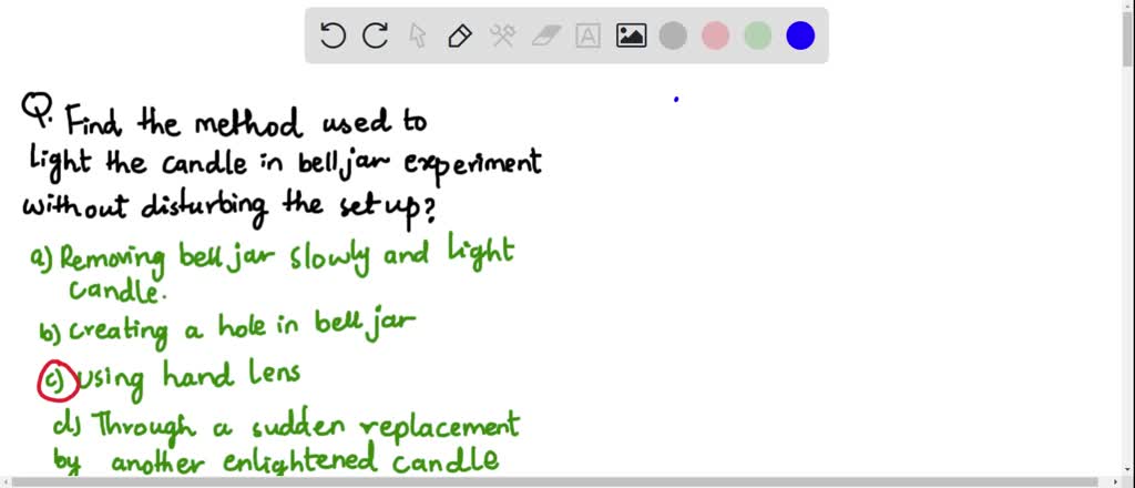 SOLVED:Find the method used to light the candle in bell jar experiment ...