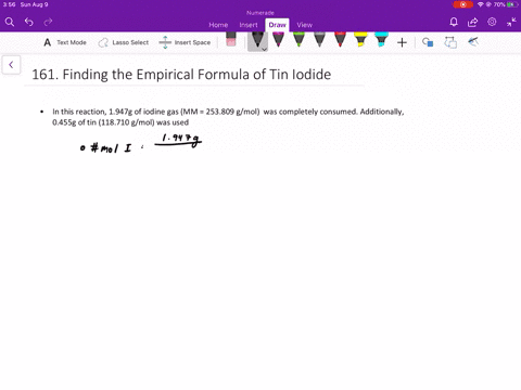 SOLVED:Tin metal (Sn) and purple iodine (I2) combine to form orange ...
