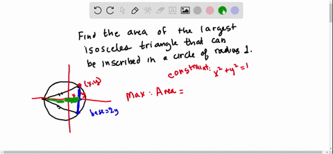 Find the area of the largest isosceles triangle that can be inscribed ...