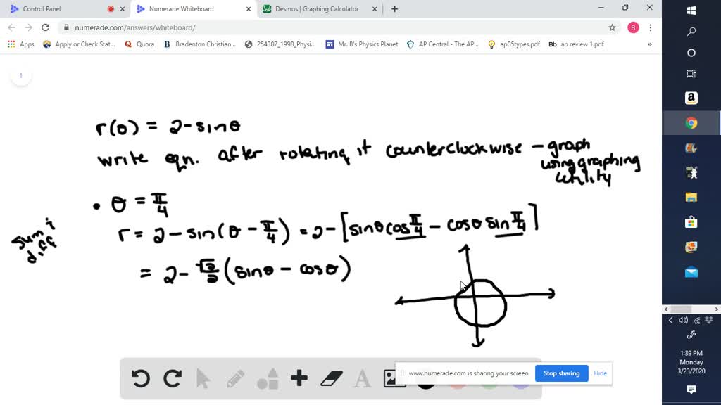 SOLVED:Write an equation for the limacon r=2-sinθafter it has been ...