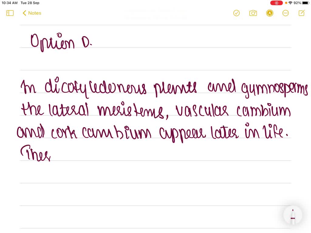 SOLVED:Secondary growth of plant occurs due to (a) Lateral meristems (b ...