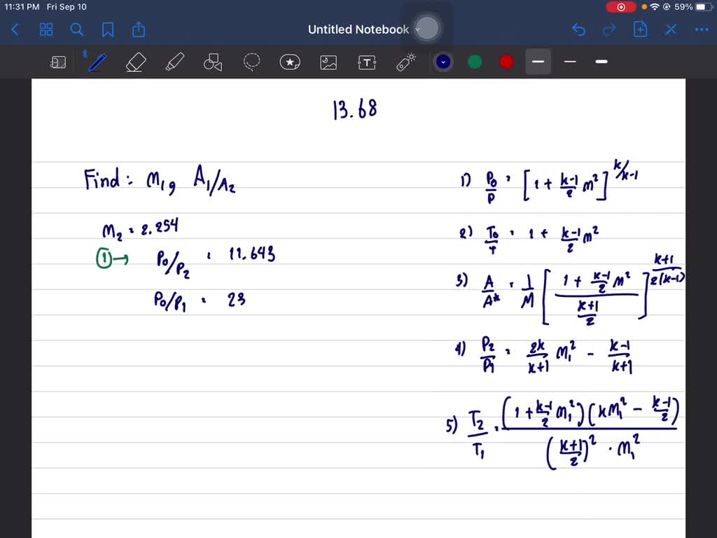 SOLVED:Air as an ideal gas with k=1.4 enters a convergingdiverging channel at a Mach number of 1 ...