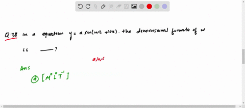 ⏩SOLVED:In the equation y=a sin(ωt+k x), the dimensional formula of ...