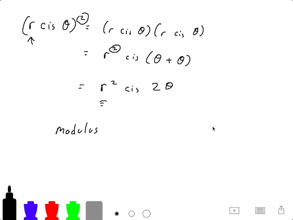 ⏩SOLVED:Notice that (r cis θ)^2=(r cis θ)(r cis θ)=r^2… | Numerade