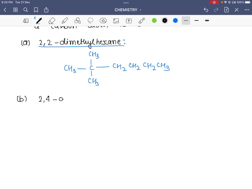Four (of six possible) dimethylhexanes are named below. Draw the ...