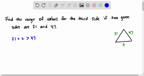 SOLVED:Find the range for the measure of the third side of a triangle ...