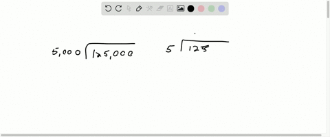 SOLVED:Divide. (125,000)/(5,000)