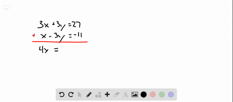 SOLVED:Solve each system using elimination. 3 x+3 y=27 x-3 y=-11