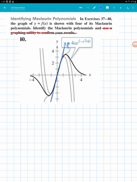 SOLVED:The graph of y=f(x) is shown with four of its Maclaurin polynomials. Identify the ...