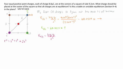 ⏩SOLVED:Four equal positive point charges, each of charge 8.0μC ...