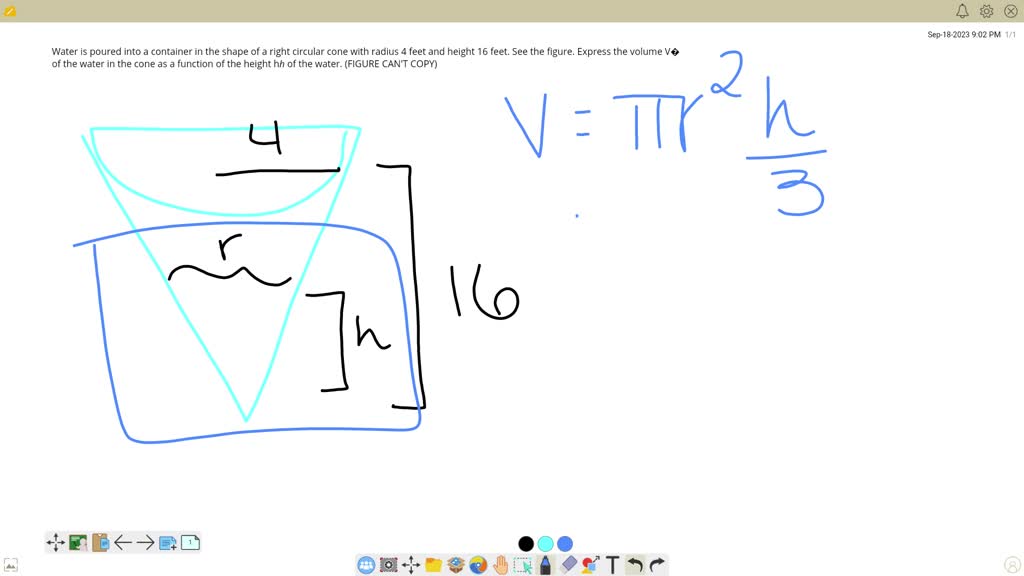 SOLVED:Water is poured into a container in the shape of a right ...