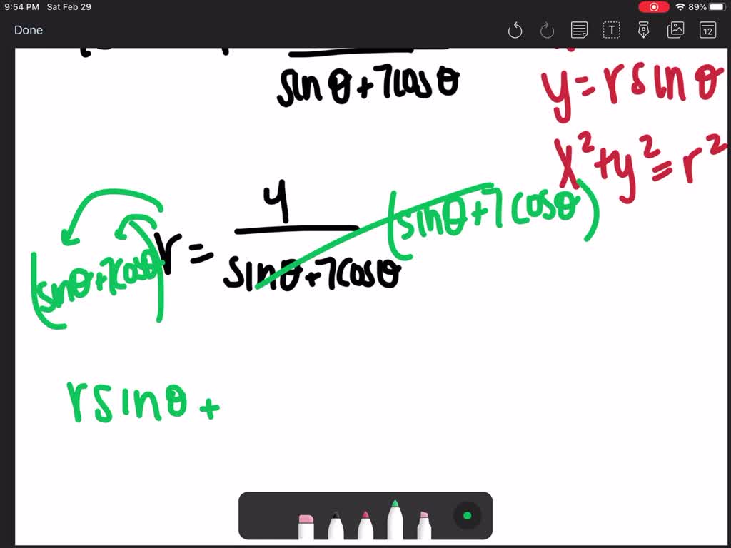 SOLVED Convert The Given Polar Equation To A Cartesian Equation Write 