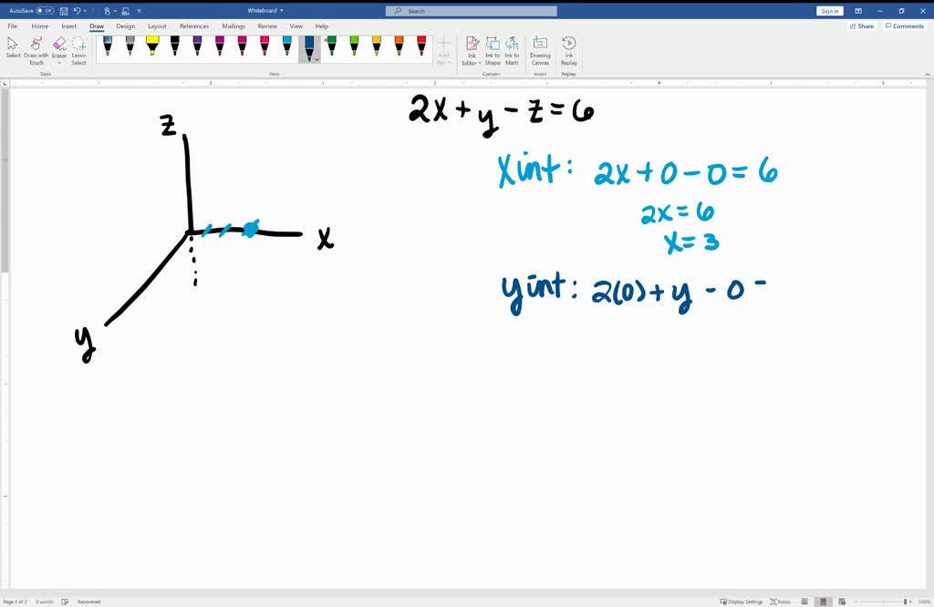 SOLVED:Sketch the graph of the equation in an xyz-coordinate system. 2 ...