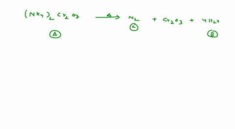 SOLVED:An orange solid (A) on heating gives a green residue (B), a ...