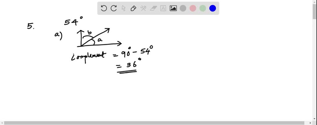 SOLVED:Find (a) the complement and (b) the supplement of an angle with the given measure. 54^∘