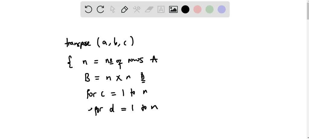 Solvedwrite An Algorithm That Receives As Input The N ×n Matrix A And Outputs The Transpose At
