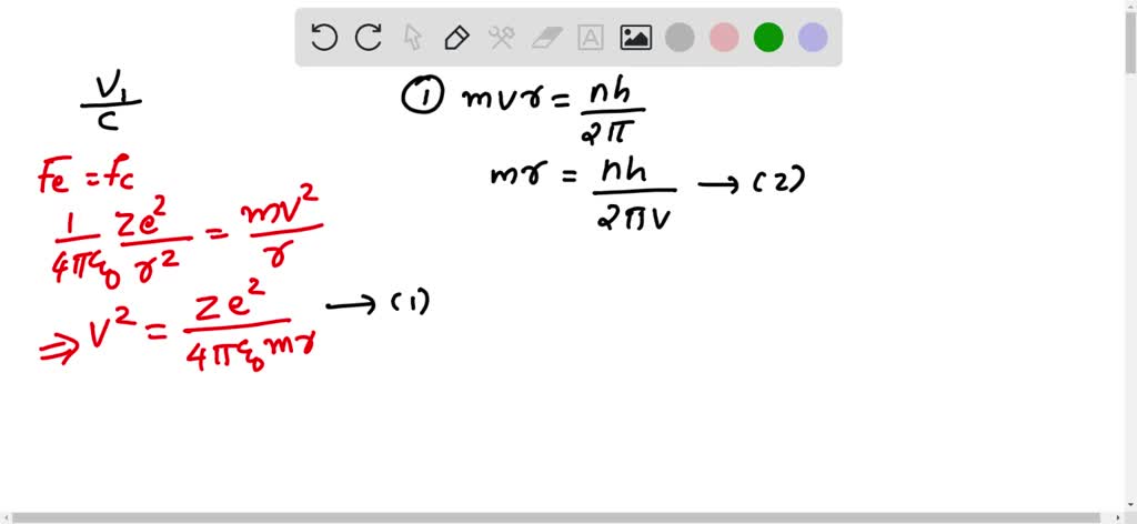 Solved The Ratio Of The Speed Of The Electron In The First Bohr Orbit