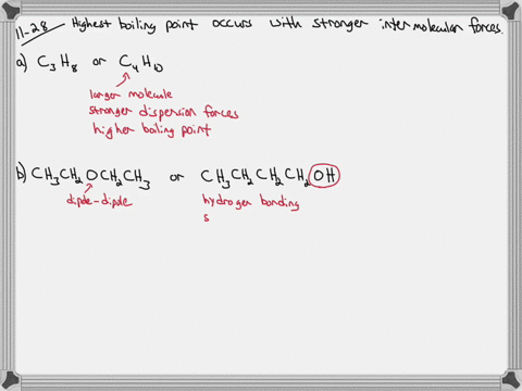 SOLVED: Based on the type or types of intermolecular forces, predict the substance in each pair ...