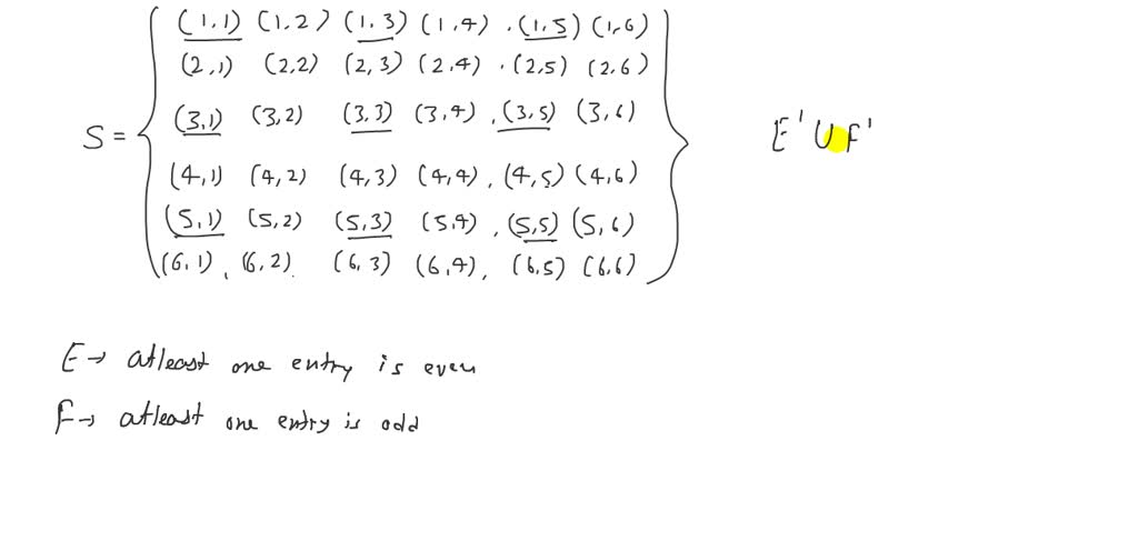 Let S be the set of outcomes when two distinguishable dice are rolled ...