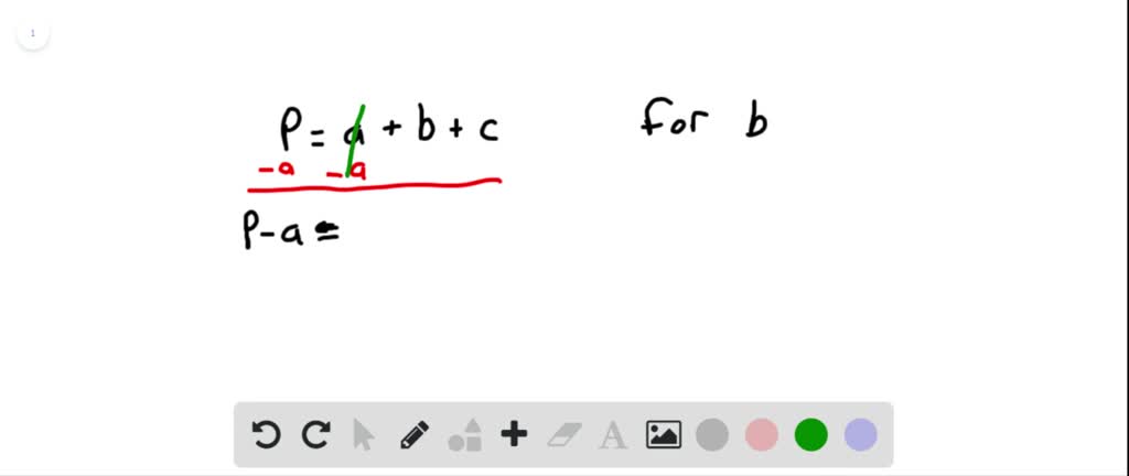 ⏩SOLVED:Solve for the specified variable. See Example 8. P=a+b+c for… | Numerade