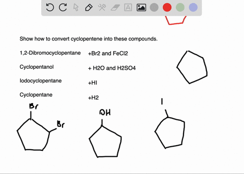 SOLVED: Show how you would prepare cyclopentene from each compound. (a) trans- 1,2 ...