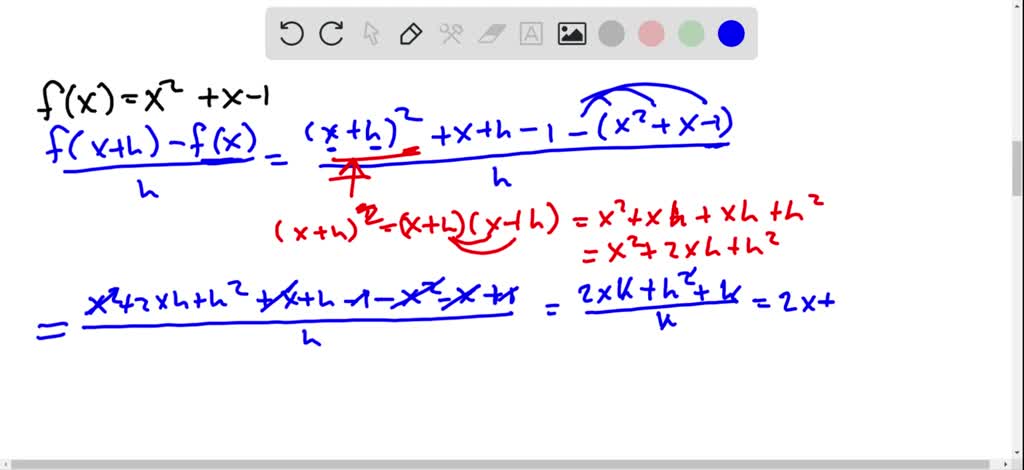SOLVED:For each function, find and simplify \frac{f(x+h)-f(x)}{h ...