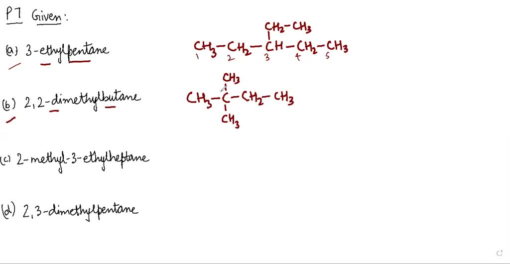SOLVED:Write structural formulas for the following alkanes. (a) 3 ...